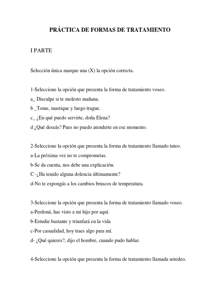 Formas de Tratamiento. | PDF