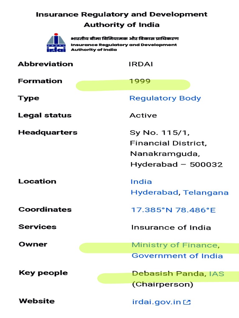 History of IRDAI | PDF