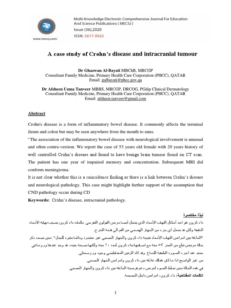 A Case Study of Crohns Disease and Intracranial Tumour | PDF | Crohn's ...