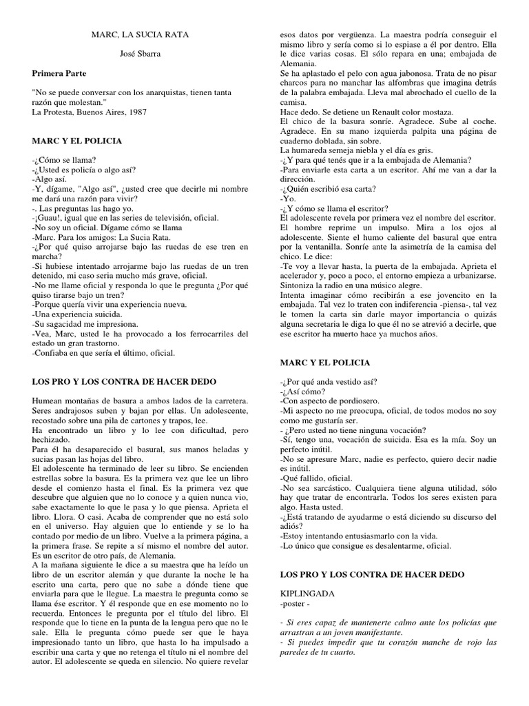 Marc La Sucia Rata - José Sbarra | PDF | Amor | Verdad