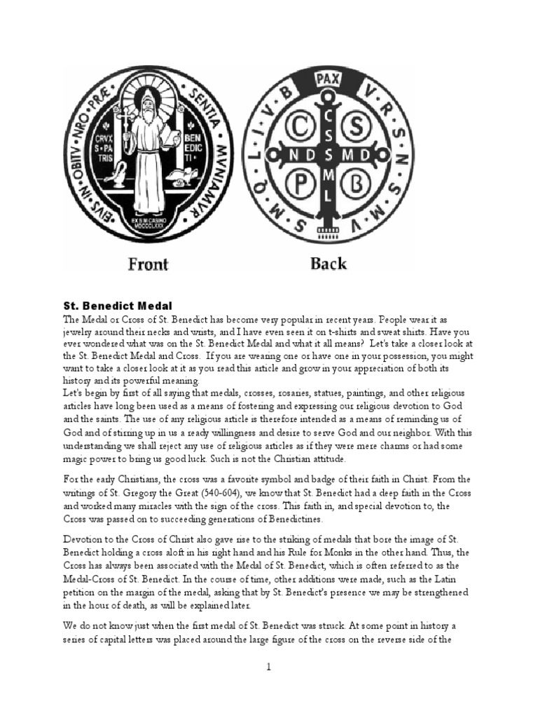 ST Benedict Medal | PDF