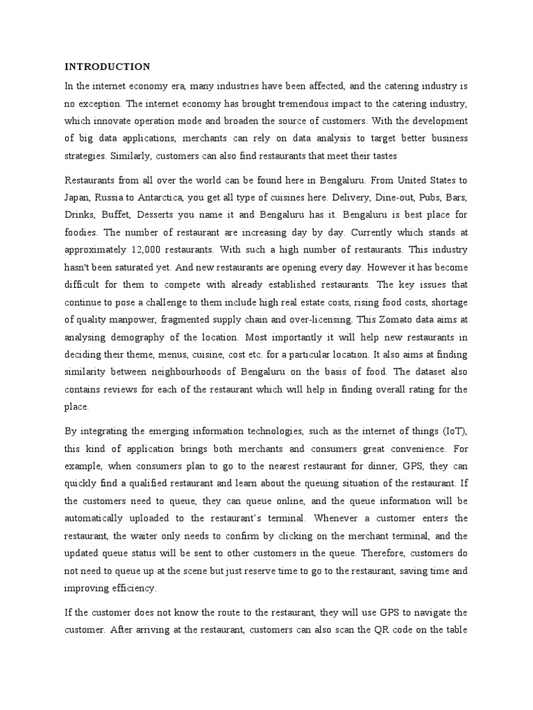 Descriptive Analysis of Food Restaurants in Bengaluru | PDF | Analytics | Big Data