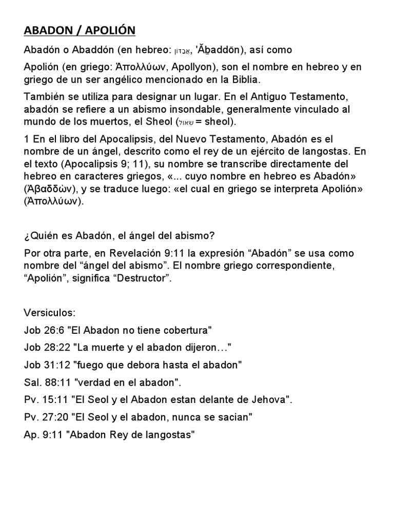 ABADON | Descargar gratis PDF | Creencia religiosa y doctrina ...