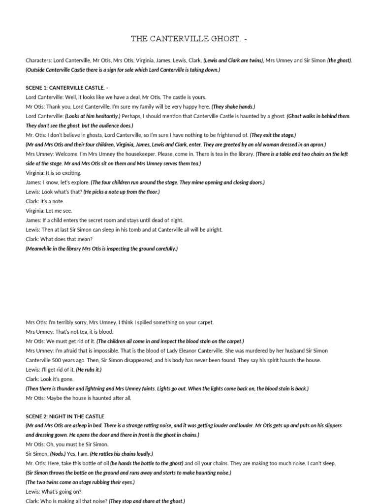 The Canterville Ghost - 5th. Grade | PDF | Ghosts