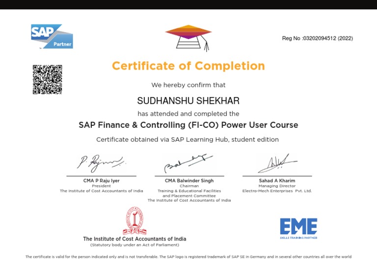 Sap Certificate | PDF