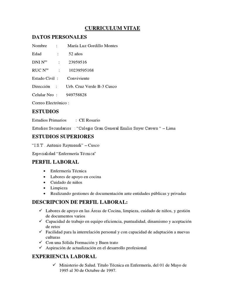 CURRICULUM VITAE Maria Luz Gordillo Montes | PDF