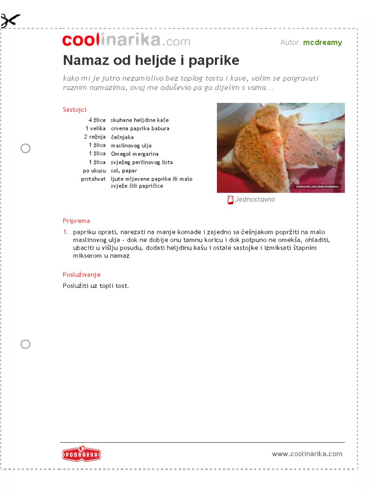 Namaz Od Heljde I Paprike | PDF