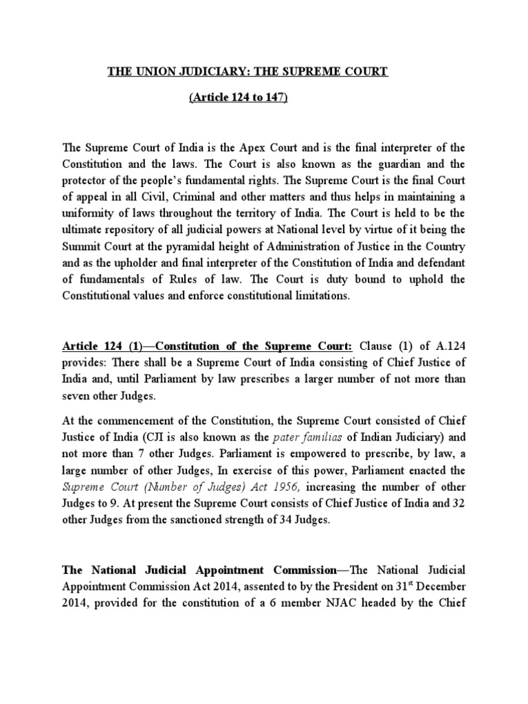 Supreme Court Overview: Articles 124-147 | PDF | Supreme Court Of India | Precedent