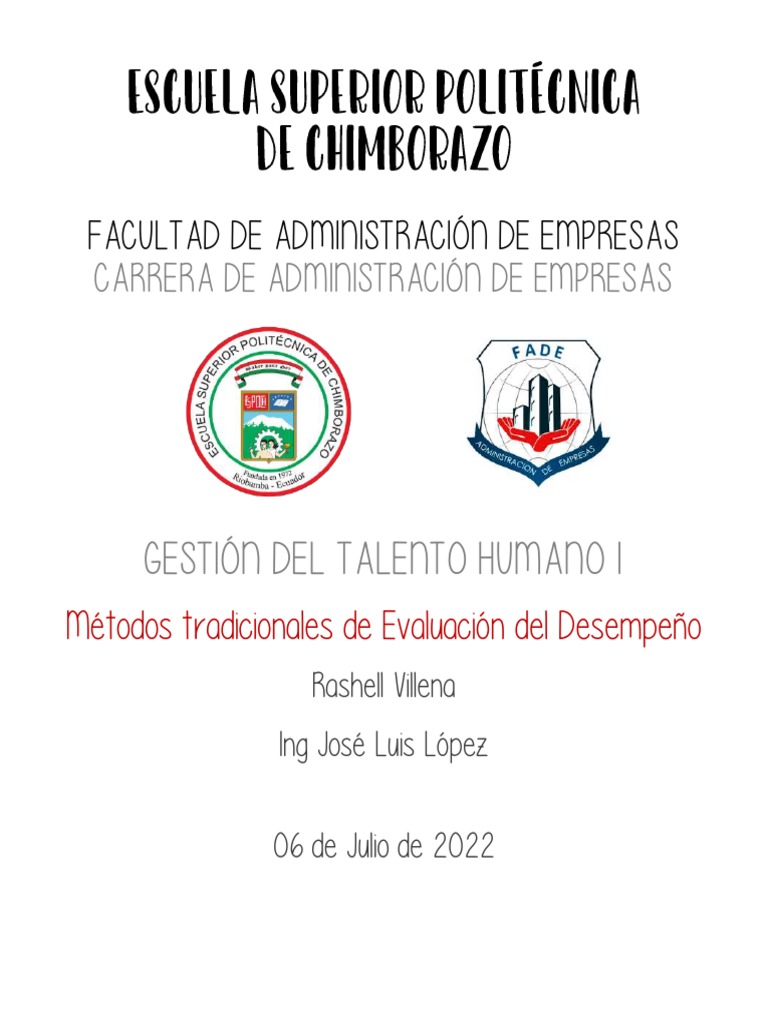 Métodos Tradicionales de Evaluación de Desempeño | PDF | Evaluación | Gestión de recursos humanos