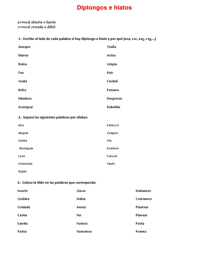 Diptongos e Hiatos 1 | PDF | Lingüística | Fonética