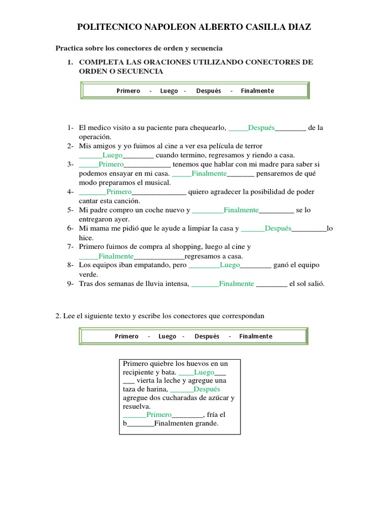 Practica de Los Conectores | PDF