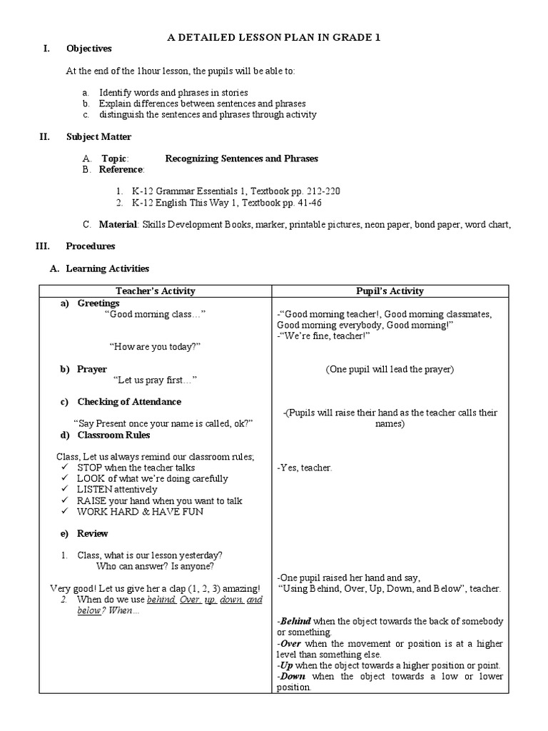 Demo_Recognizing_Phrases_and_Sentence_1 | PDF | Sentence (Linguistics) | Teachers