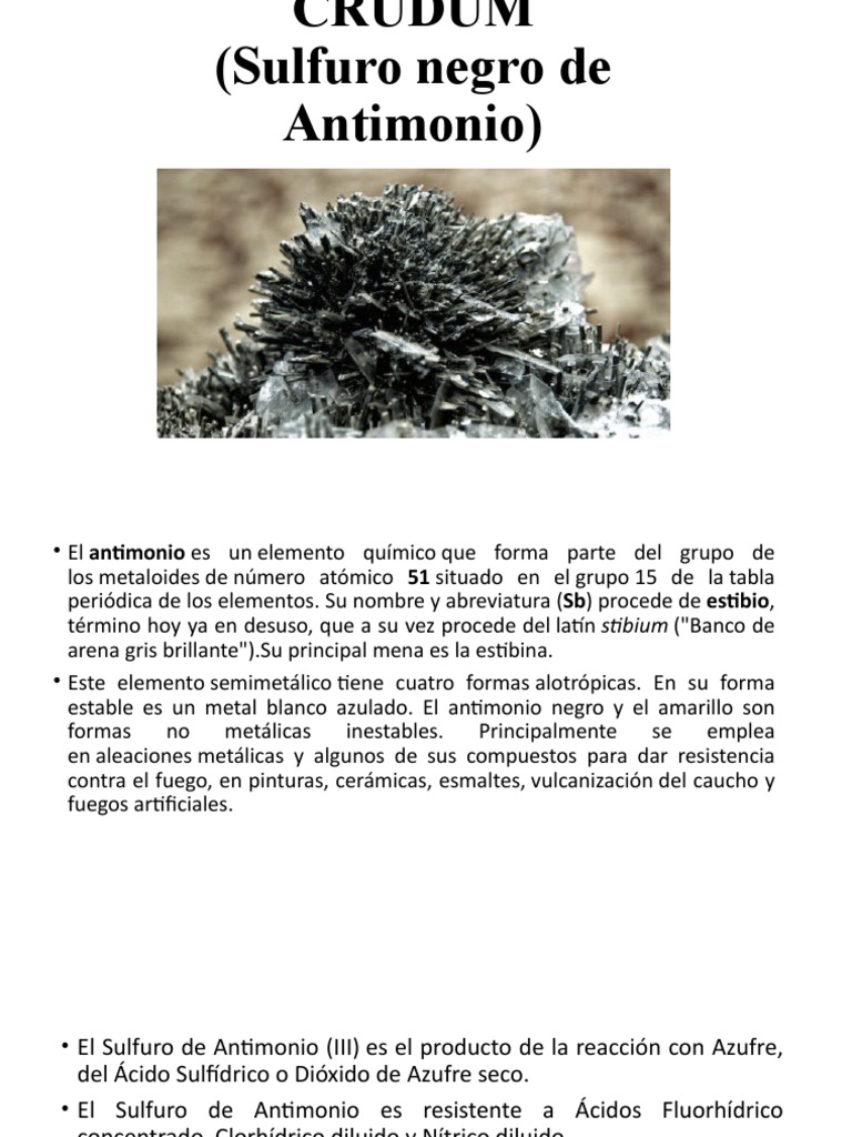 Propiedades y Usos del Sulfuro de Antimonio | PDF | Sustancias químicas | Química