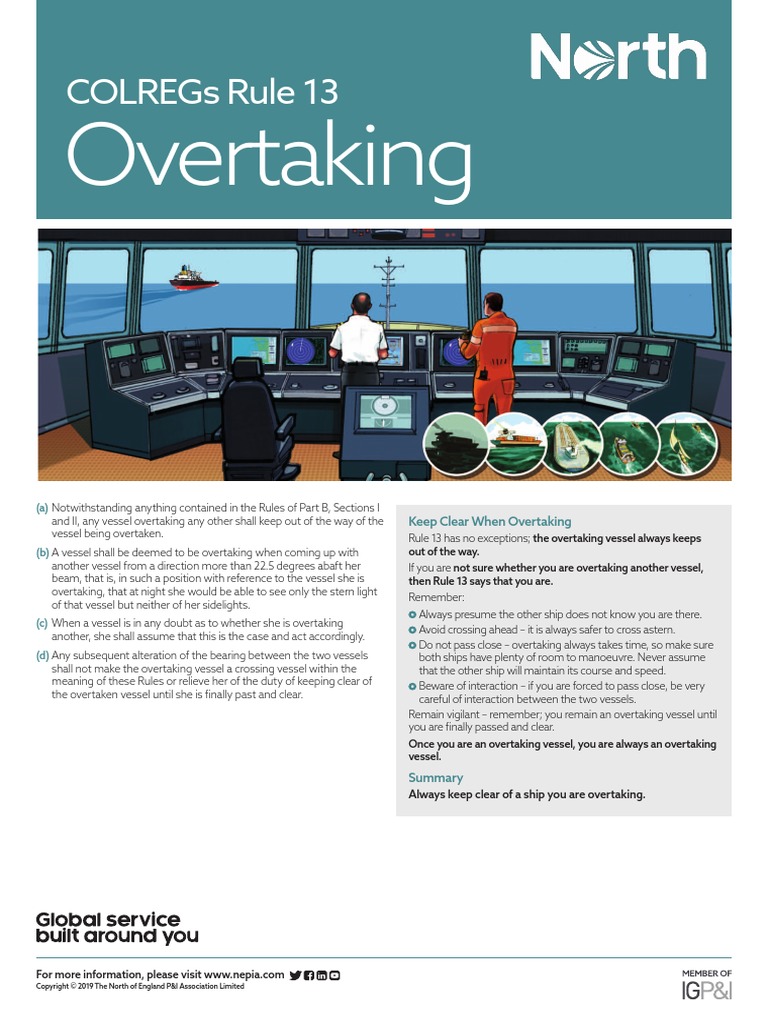 Rule 13 Overtaking COLREGs Poster | Download Free PDF | Ships | Shipping