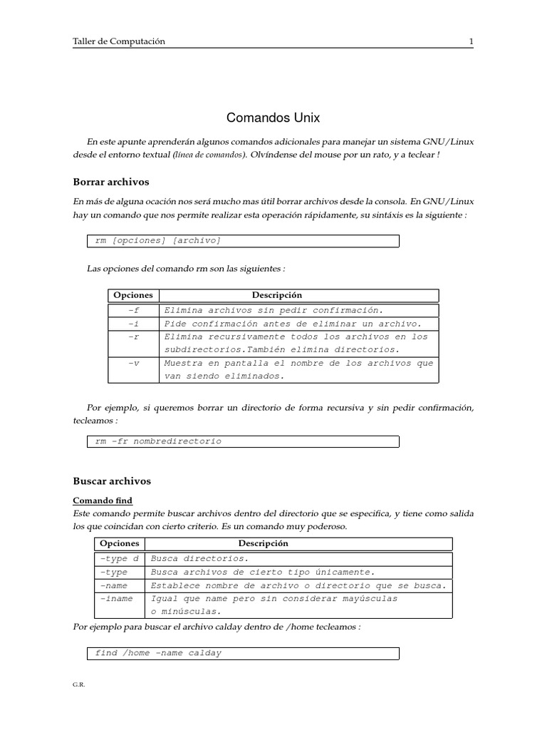 Comandos Unix | PDF | Archivo de computadora | Interfaz de línea de comando