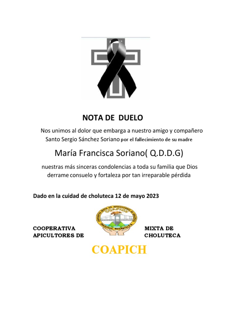 Nota de Duelo | PDF | Cocina, comidas y vino | Religión y espiritualidad