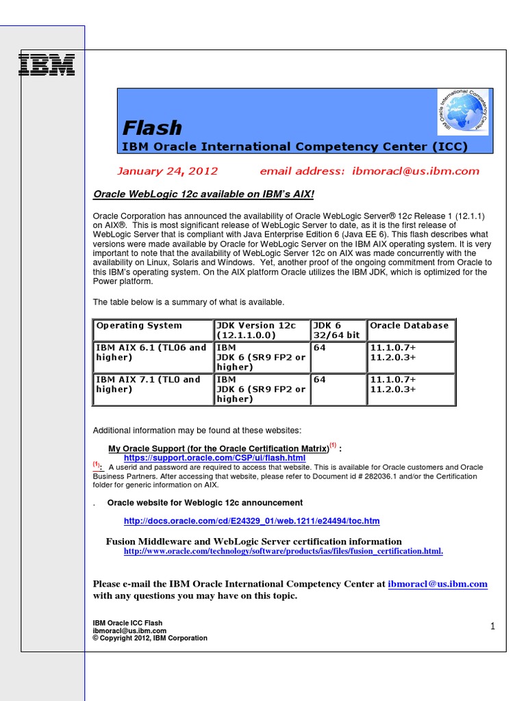 WLS 12 On AIX 012412 | PDF | Oracle Corporation | Java (Programming ...