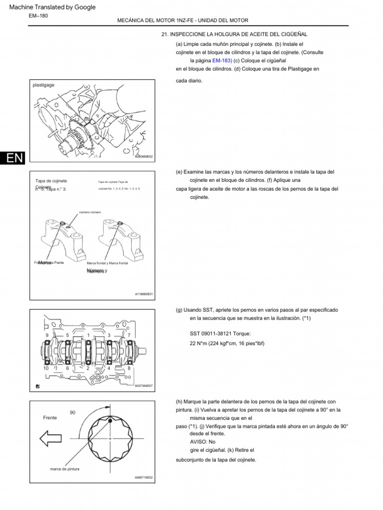 Manual de Mecánica Toyota 1NZ-FE (401-436) - 1 | PDF