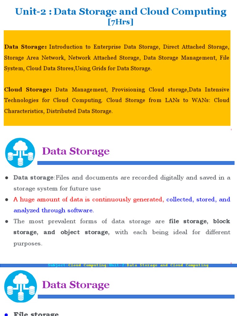 Unit 2 Data Storage and Cloud Computing | PDF | Cloud Computing | File ...