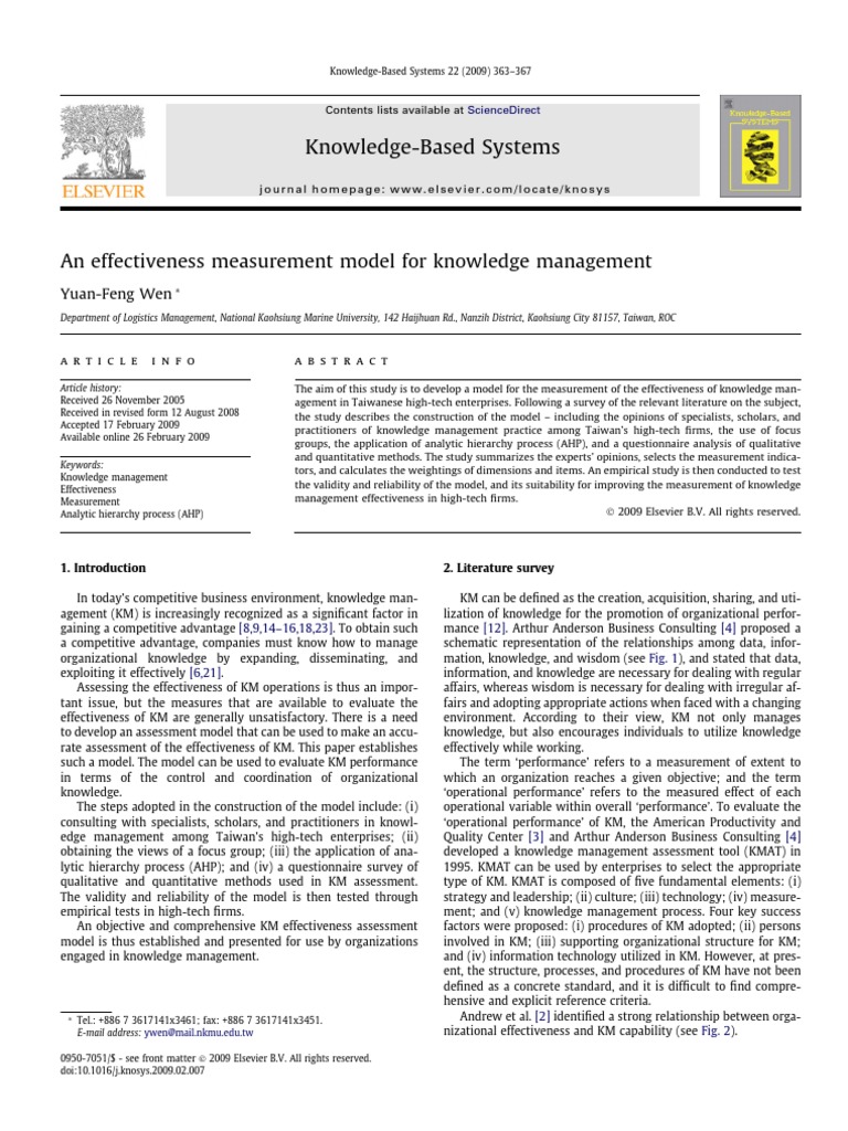 Measuring Knowledge Management Effectiveness | PDF | Knowledge ...