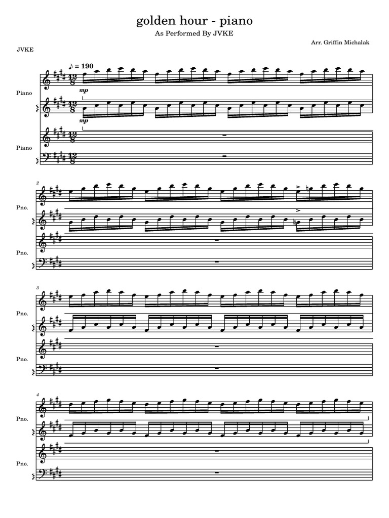 Golden Hour Piano Sheet Music | PDF