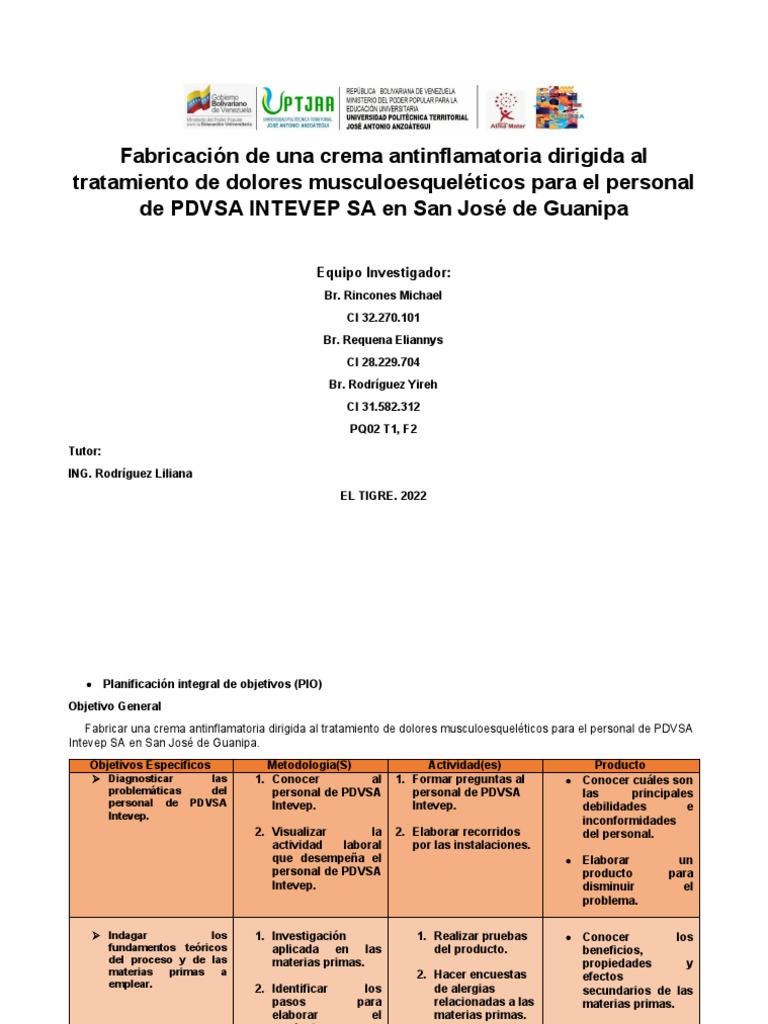 Crema Antiinflamatoria para PDVSA INTEVEP | PDF | Informática | Tecnología