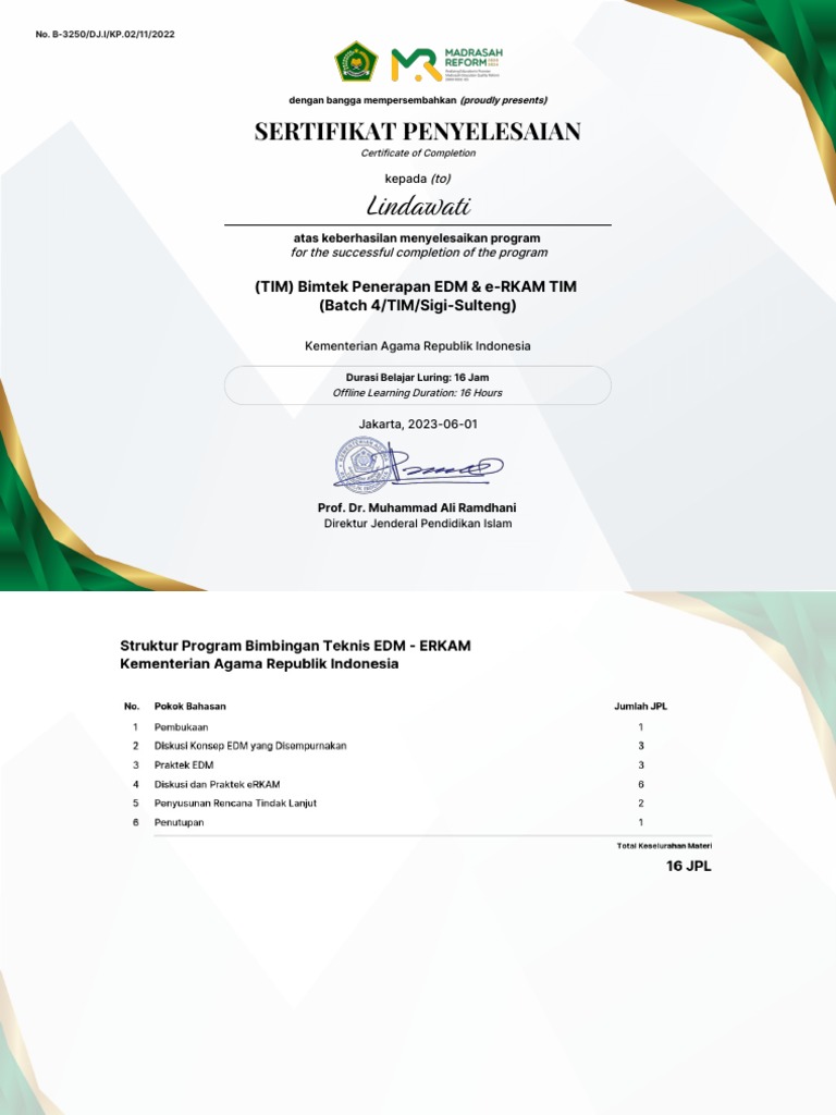 Sertifikat Penyelesaian Program LMS KKG | PDF