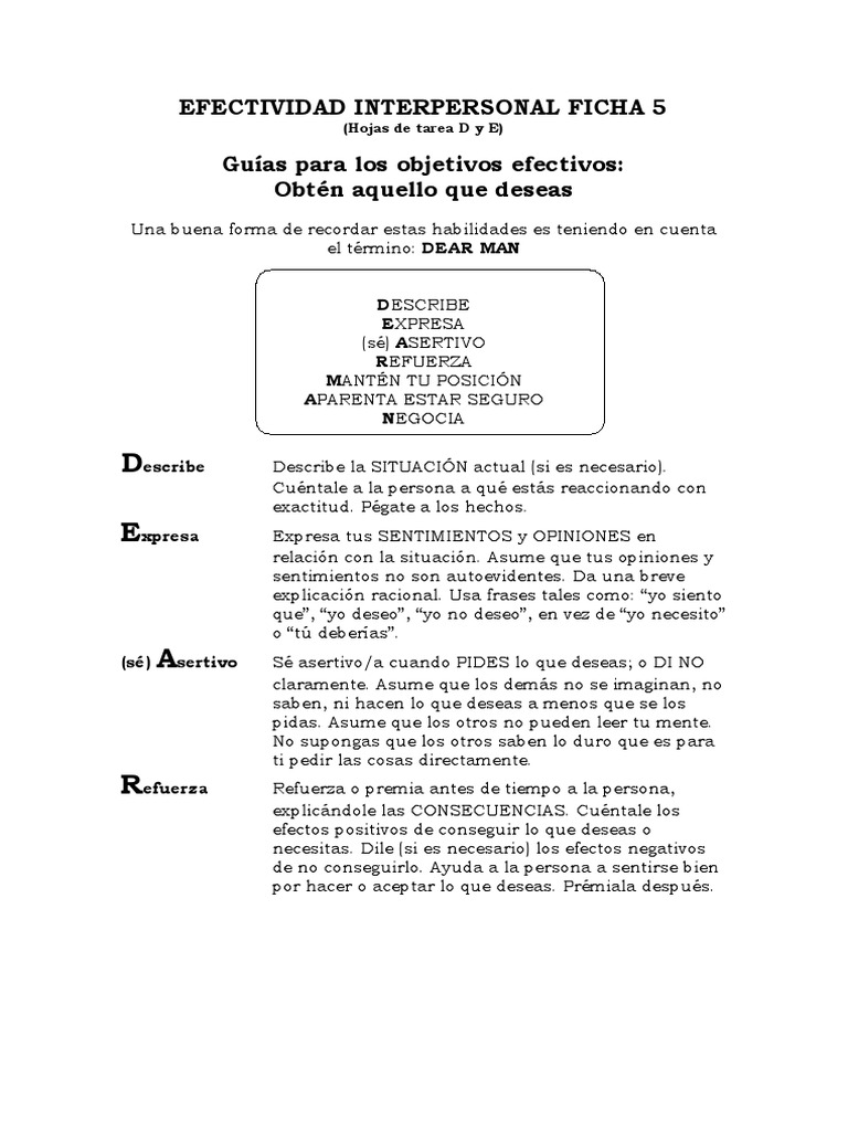 Anexo 2. EFECTIVIDAD INTERPERSONAL FICHA 5 | PDF | Sicología
