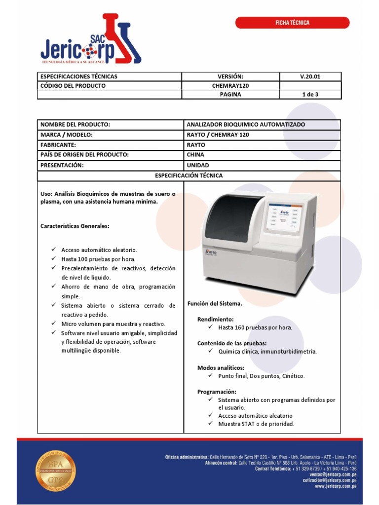 Manual Chemray 120: Analizador Bioquímico | PDF | Software | Ciencias ...