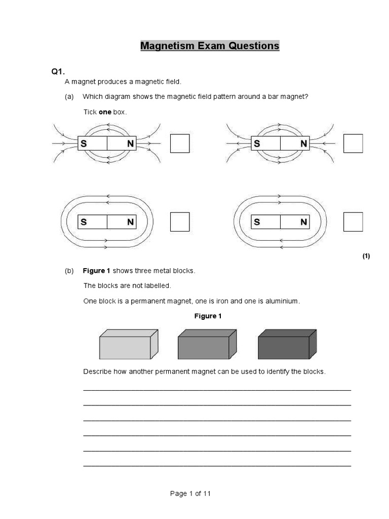 Magnetism Exam Questions Student | PDF | Magnetic Field | Magnet