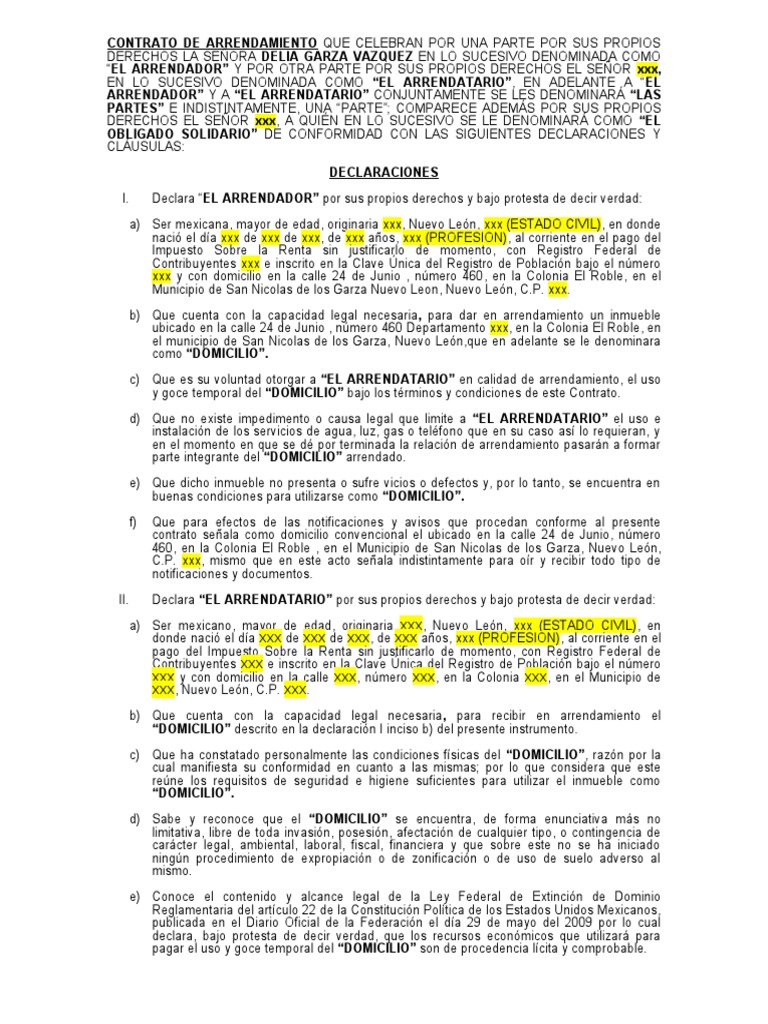 MACHOTE Contrato de Arrendamiento OSCAR | PDF