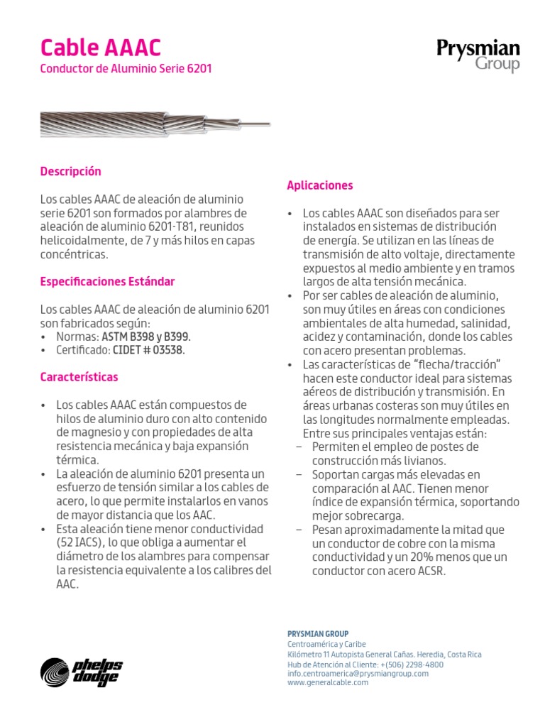004 PG FT AL ESP Cable AleacionAluminio 6201 AAAC | PDF