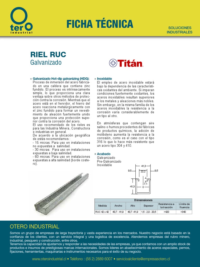 Riel Ruc Galvanizado | PDF | Acero | Corrosión