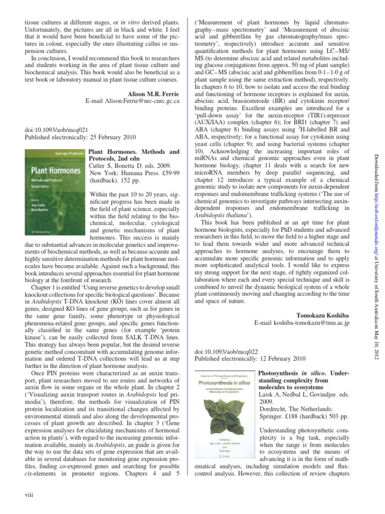 Plant Hormones. Methods and Protocols, 2nd Edn | PDF | Auxin | Plant ...