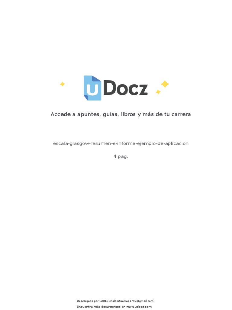 Escala Glasgow Resumen e Informe Ejemplo de Aplicacion 383122 Downloable 3300240 | PDF ...