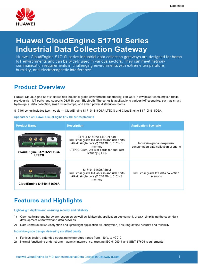 Huawei S1710I IoT Gateway Datasheet | PDF | Internet Of Things ...