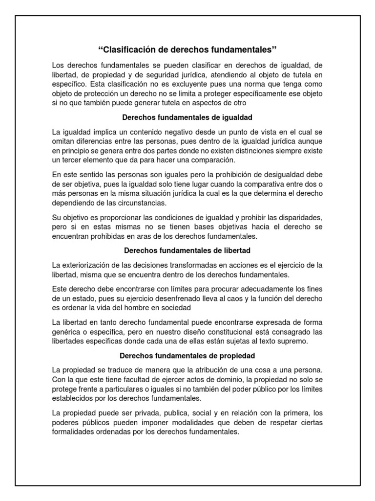 Clasificación de Derechos Fundamentales | PDF | Derechos | Derecho ...