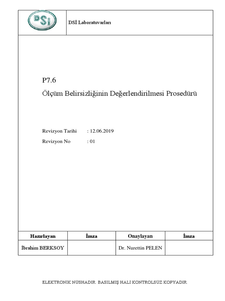 p7.601 Olcum Belirsizliginin Degerlendirilmesi Proseduru | PDF