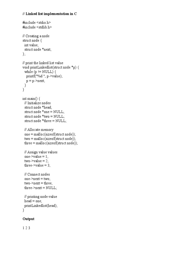 Linked List Implementation in C | PDF | Computer Engineering | Data