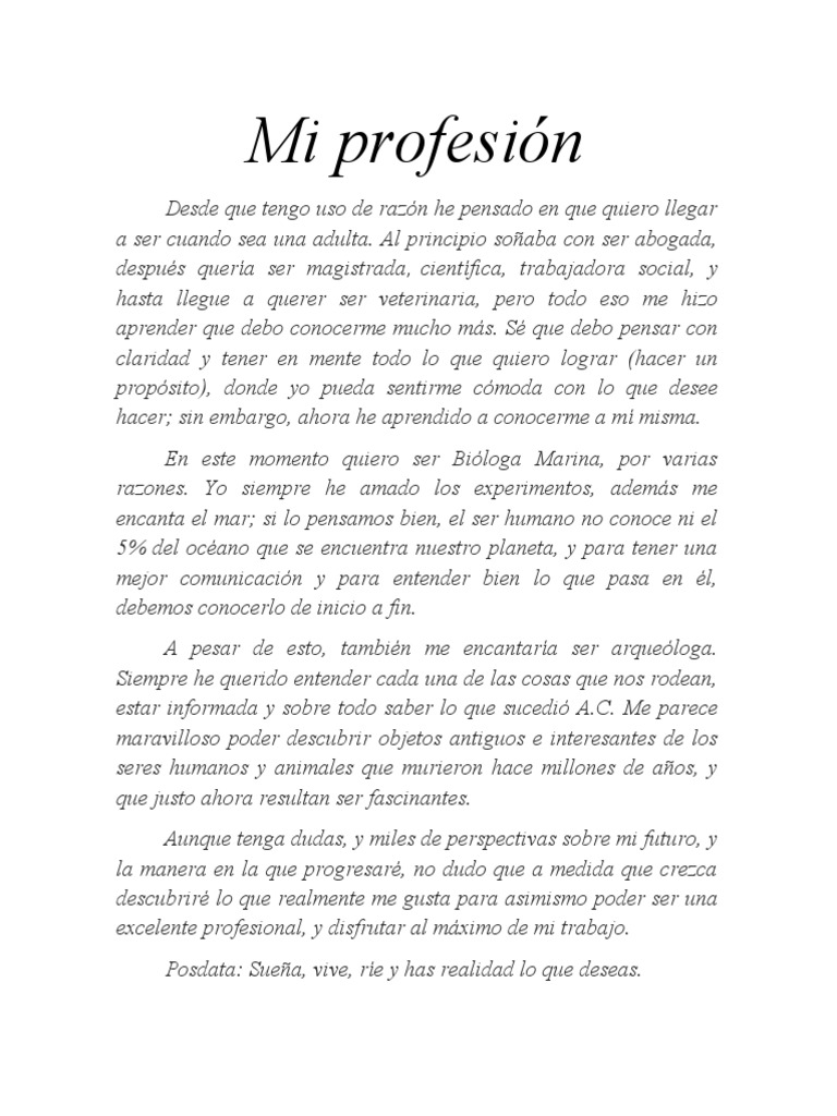 Ensayo Que Quiero Ser de Mayor | PDF