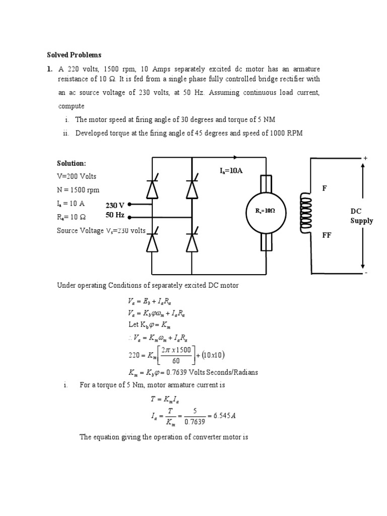6-Solved Problem - Unit Two | PDF | Electric Motor | Rectifier