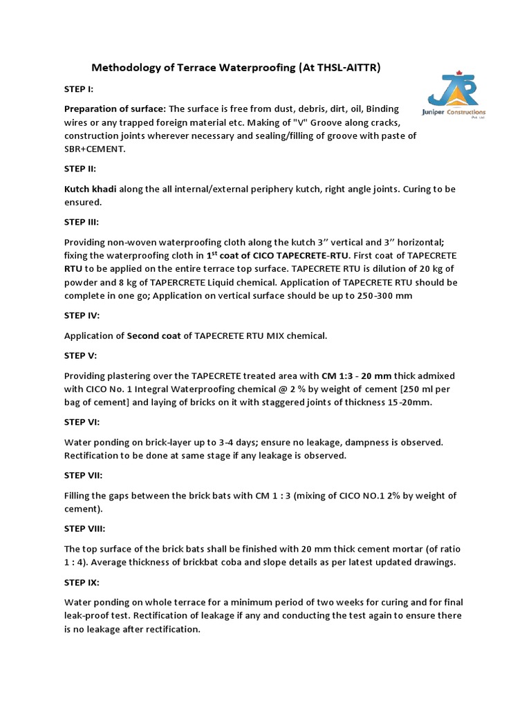 MS - Terrace Waterproofing - THSL-AITTR | PDF