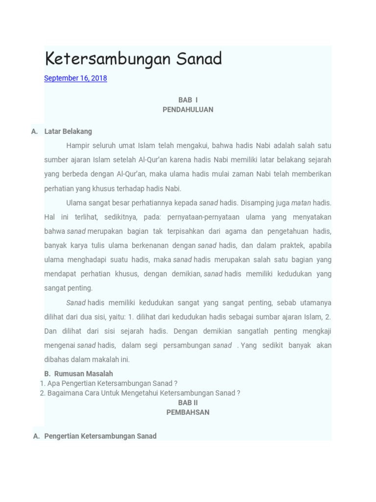 Ketersambungan Sanad | PDF