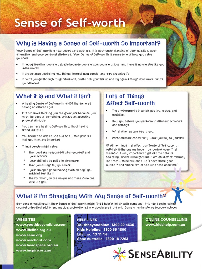 Sense of Self Worth Hand Out | PDF | Self Esteem | Self Concept