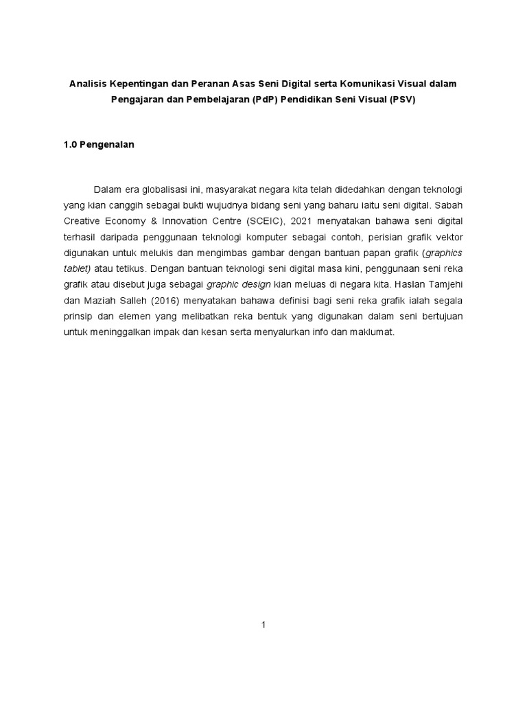Analisis Kepentingan Dan Peranan Asas Seni Digital Serta Komunikasi Visual Dalam Pengajaran Dan ...