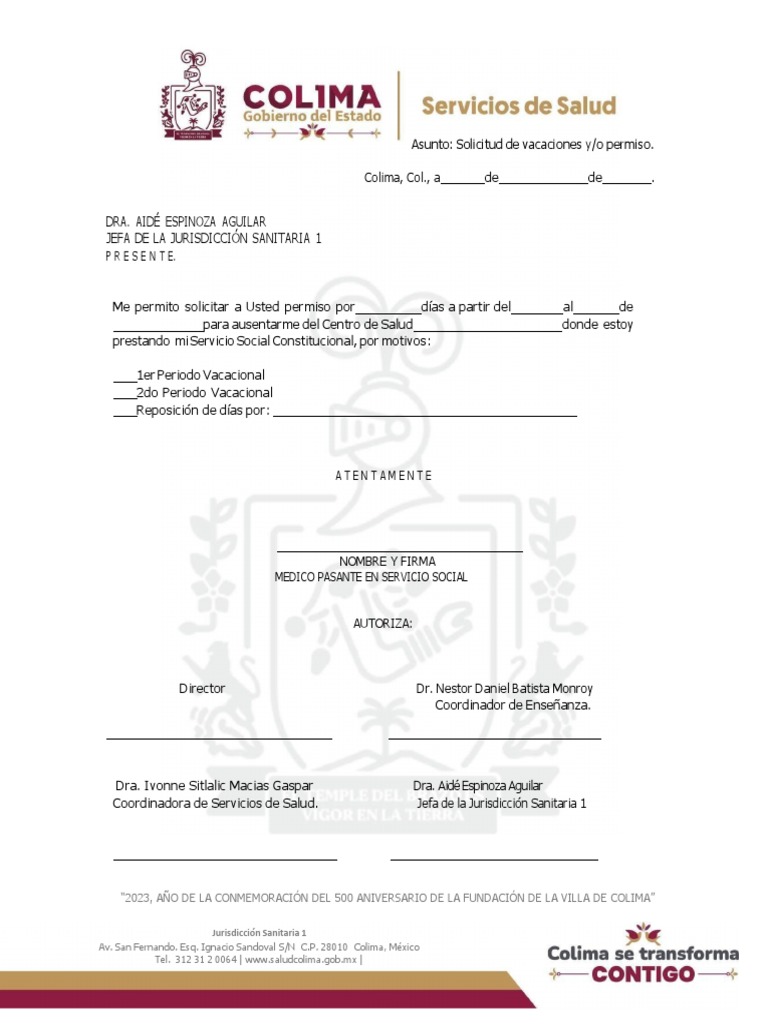 Solicitud de Permiso Médico Pasante | PDF | Relaciones personales, crianza y desarrollo personal