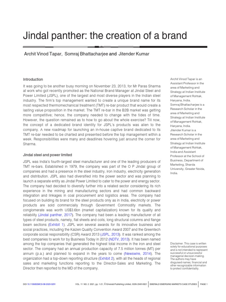 Jindal Panther | PDF