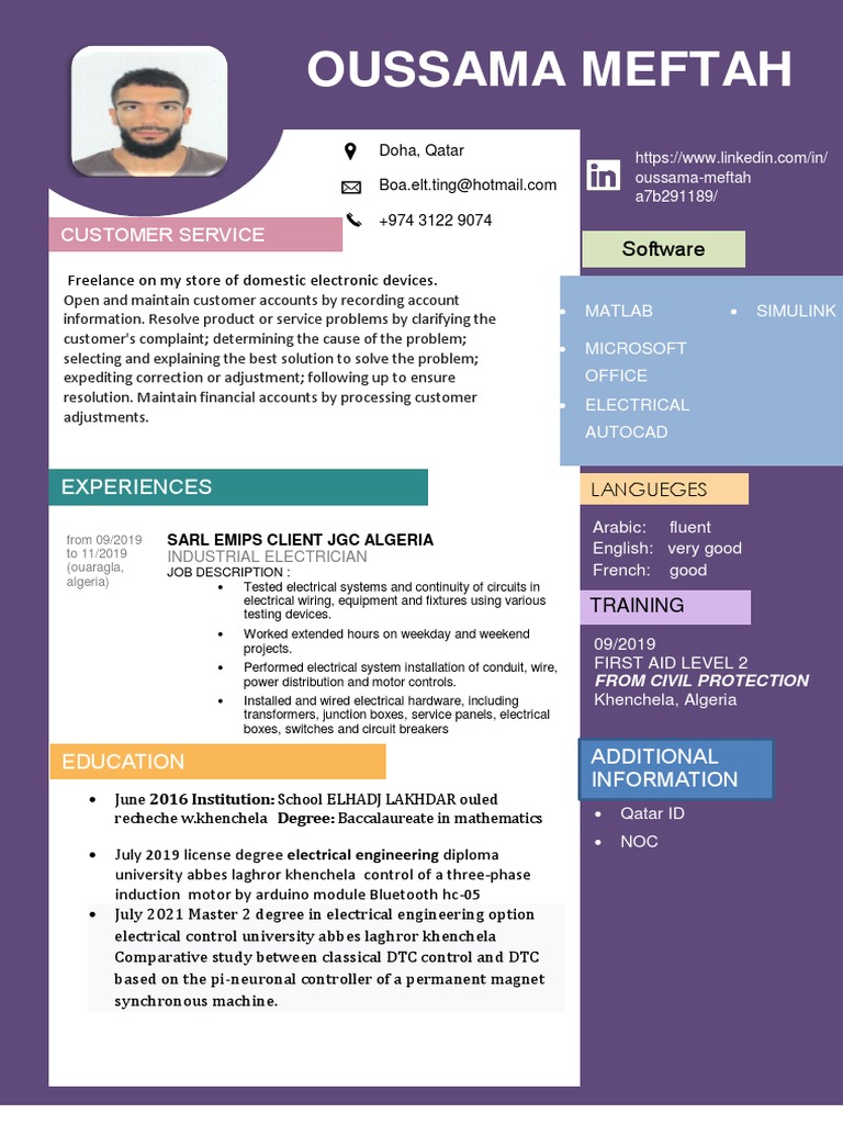 Meftah Oussama CV en Anglais - Customer | PDF