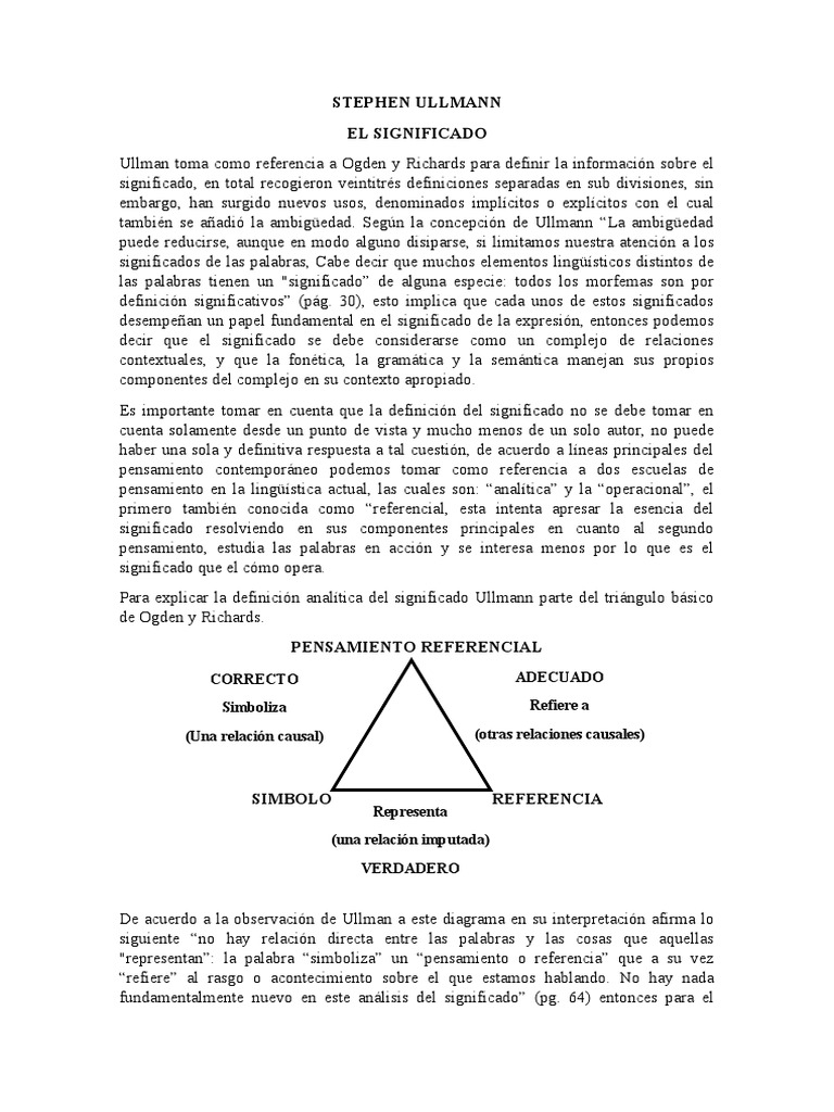STEPHEN ULLMANN Monografia | PDF | Pensamiento | Palabra