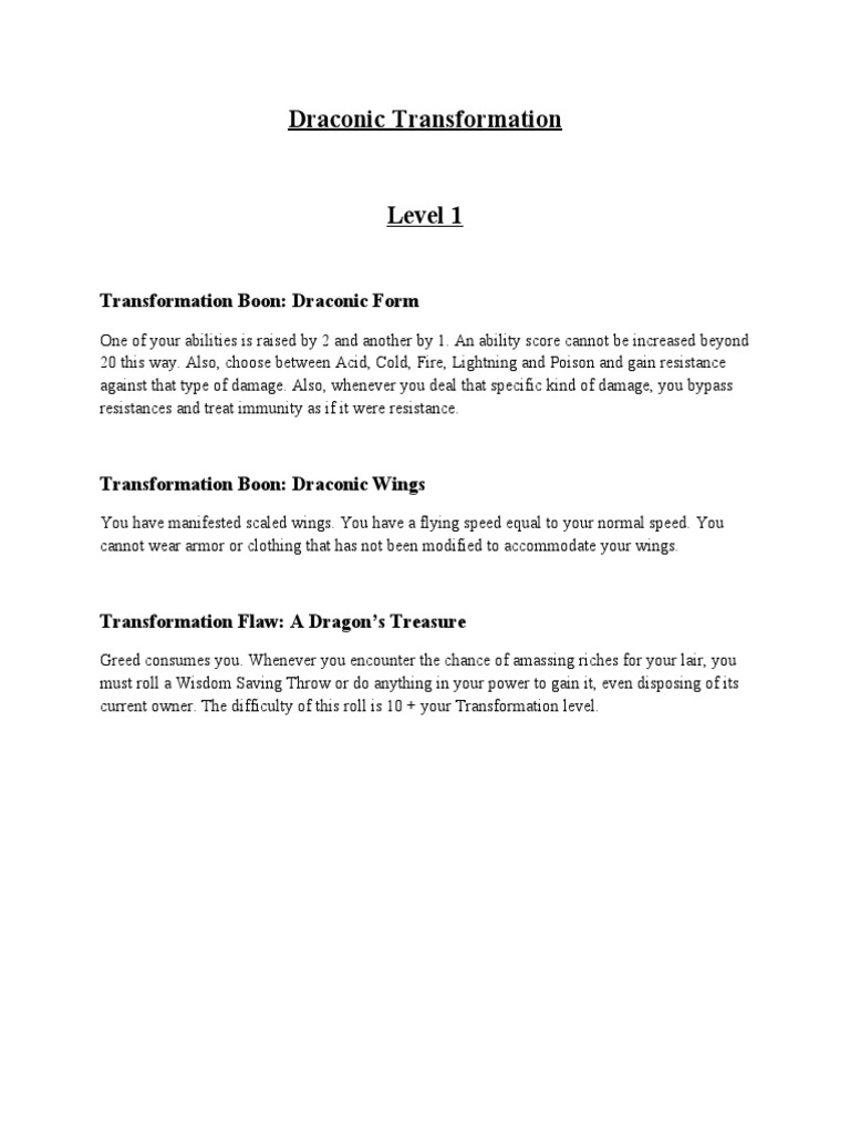 Draconic Transformation | PDF